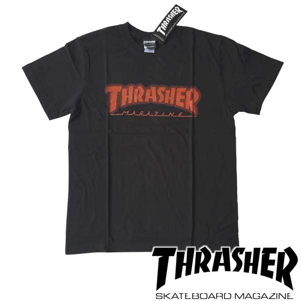 ■Information スラッシャー THRASHER メンズ ロゴ Tシャツ DOT HOMETOWN ブラック オレンジ 半袖 tee T-SHIRTS カットソー トップス 男性用 スケーター インポート ストリート スタイル ブラ...