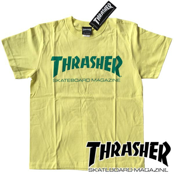 ■Information スラッシャー THRASHER メンズ Tシャツ MAG LOGO ライト イエロー SEA グリーン 半袖 tee T-SHIRTS カットソー トップス 男性用 スケーター インポート ストリート スタイル ブ...