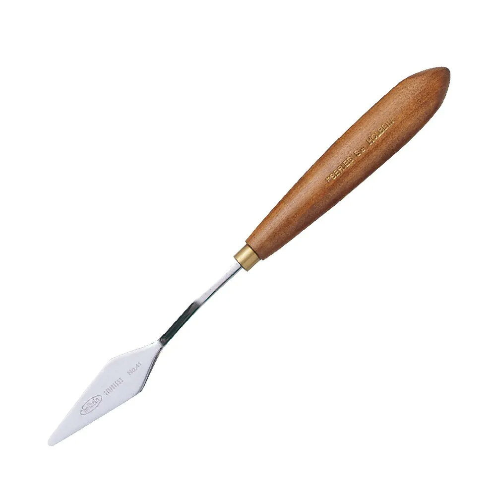 筆と併用して作画のタッチを作ったり、パレット上での絵具混色、絵具とメディウムを混ぜたりするのにも使用します。 経済的な価格で、しなやかな弾力とさびにくいステンレス刃。 油絵だけでなく、水彩やアクリル画にも使用できます。 品番：No.41ナイ...