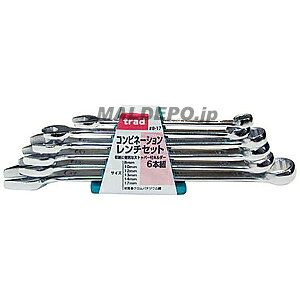 三共コーポレーション TRAD 6PC コンビレンチセット #8-17三共コーポレーション TRAD 6PC コンビレンチセット #8-171本で21サイズのボルトが回せるポケットサイズです!■サイズ(mm):8-10-12-13-14-1...