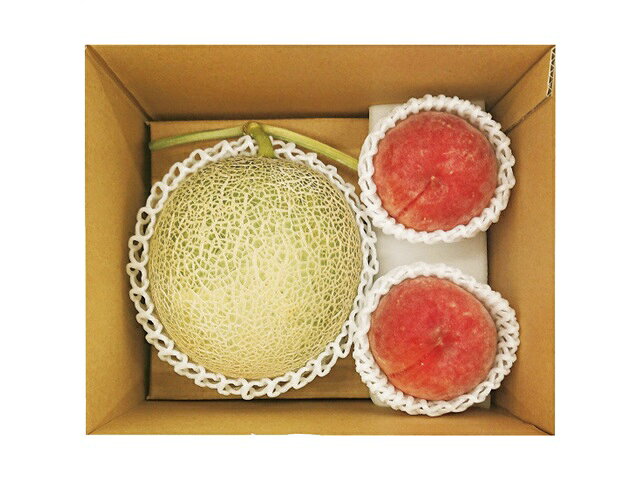 夏果物の代表北海道の赤肉メロンと甘い果汁たっぷりの桃をセットにしました。箱サイズ：26×19.5×23.5cm・現品サイズ・内容：北海道産メロン約1.3kg×1玉・山梨県又は和歌山県又は長野県産桃2玉(計約500g)・重量：2500g製造生...