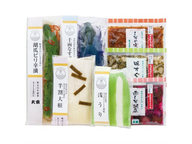 漬け込む野菜や調味料はすべて国内産を使用しています。浅漬を中心に人気商品を彩りよく詰合せました。箱サイズ：21.5×5×28cm・現品サイズ・内容：浅うり(1/2舟)・胡瓜ピリ辛漬(1本)・千両なす浅漬(1本)・半割大根(1/2本)・味すぐ...