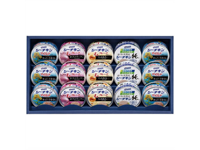 素材やカタチ、製法によって、さまざまなおいしさが楽しめる「シーチキン」の詰め合わせです。箱サイズ：40.1×6.7×21.5cm・現品サイズ・内容：シーチキンマイルドキャノーラオイル6缶・シーチキンLフレークGABA入り・まぐろと天然水だけ...