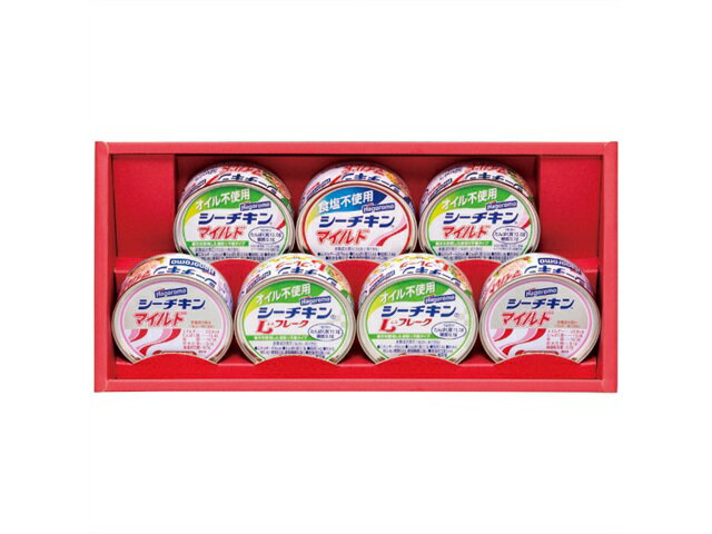 素材やカタチ、製法によって、さまざまなおいしさが楽しめる「シーチキン」の詰め合わせです。箱サイズ：32.5×6.7×15.8cm・現品サイズ・内容：オイル不使用シーチキンLフレーク・オイル不使用シーチキンマイルド・シーチキンマイルド各2缶・...