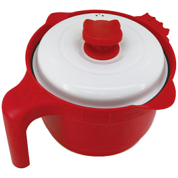 電子レンジで圧力鍋で調理したような料理ができる！容量約1000ml。持ち手が猫のシルエット。注ぎ口2つ。炊く・煮る・焼く・炒める・茹でる・蒸す・沸かす、これ一つで7通りの使い方。箱サイズ：25×12×18.5cm現品サイズ・内容：22.2×...