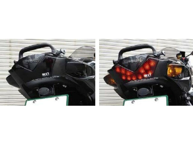 ※画像はイメージとなります。別なカラーを参考に掲載している場合があります。ZX-14R・ZZ-R1400 用 BEET ブラックレンズカバーフルセット新発売！ZX-14R への装着状態 テールランプ及びウインカー点灯状態 フロントウインカー...