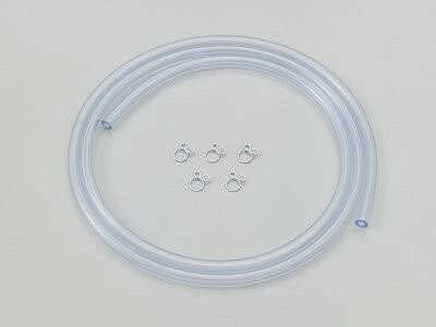 強度の高いメッシュホース！ブリーザーホースとして最適な、透明ホースと強度の高いメッシュホース。●ホース全長1m。●ホースクリップ5個付属。●ガソリン用としての使用は不可。
