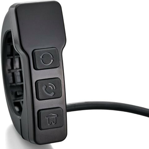 モトスマートモニター551(品番：25043)専用のオプションリモコン。電圧表示に対応し、車両状態の確認をサポートします。手元で画面操作ができるため、走行中の画面切り替えをスムーズに行えます。リアカメラ装着時には、リアカメラ画面への切り替え...