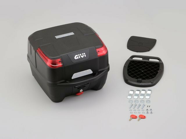 手軽な価格のGIVI（ジビ）ベーシックモデル「MONOLOCK」（モノロック）シリーズ。「ATLAS B33NM」は、人気の四角い形状の新型ボックス。コンパクトながらフルフェイスヘルメット1個やA4サイズのビジネスバッグがすっぽり入るサイズ...