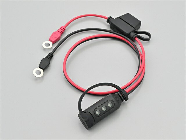 ・71638/71652/91496/91497/93007共通別売品 バッテリー充電状態を確認できる、インジケーター付充電コード。 LEDが点滅し3段階でお知らせ。 ・ バイク専用です。LED点滅に際し、消費電力0.018W（1.5mA）...