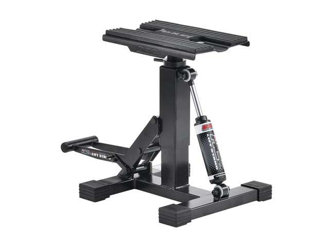 メーカーカテゴリ: メンテナンススタンド / DRC / DRC品番: F4273メーカー品番: D36-38-311定価(税込): 16,500円カラー: ブラック無段階に高さ調整が可能な油圧ダンパー付リフトスタンド。堅牢なダブルキックア...