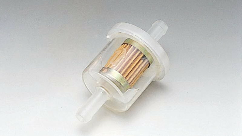 ろ過性能を重視したヒダ形ペーパーフィルターを採用したガソリンフィルター。流量の必要な車両へは不向きです。また、本体が透明で有る為、フィルター部分の汚れを目視する事が容易に行えます。適合ホース内径：6mm各部寸法：A:7 B:32 d:7.5...