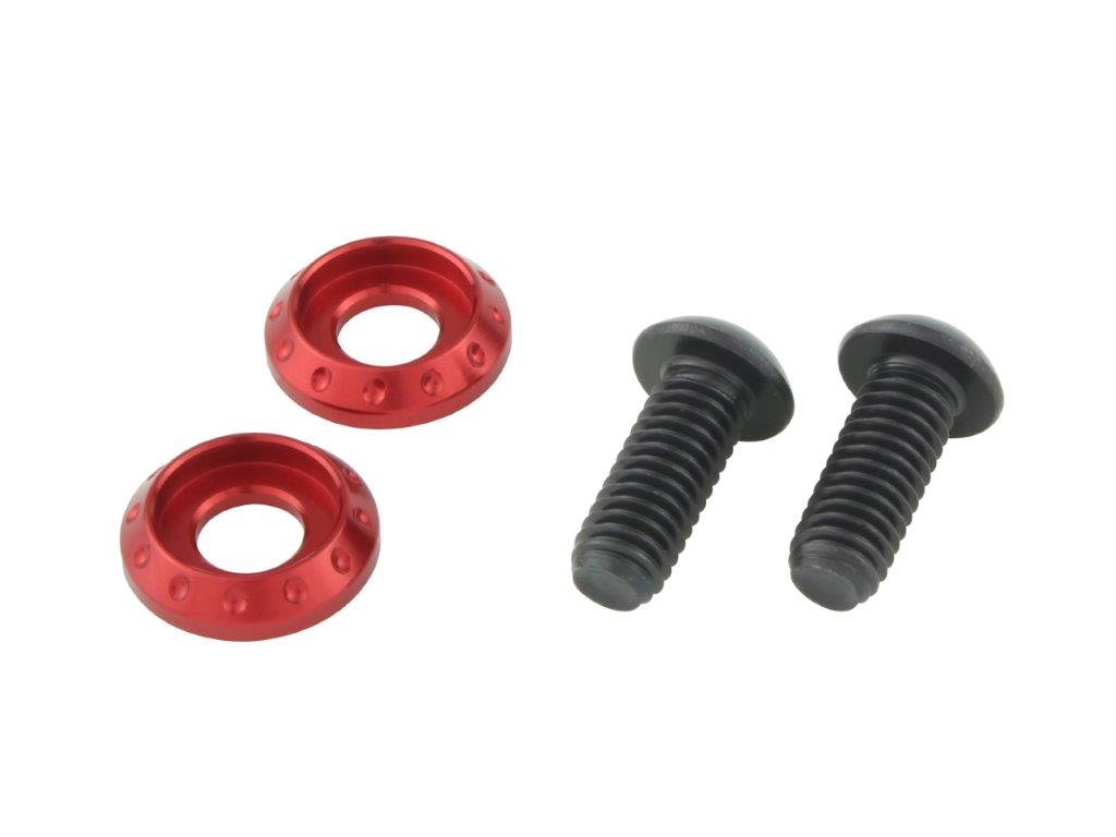 ナンバー周りのアクセントとなるNASAタイプマシンドワッシャーにブラックステンレスボタンキャップボルト(M6x15mm)を付属させました。◆2個入り◆アルミ削り出し/アルマイト仕上げ ◆M6x15mmボタンキャツプボルト（ブラック）付属◆日...