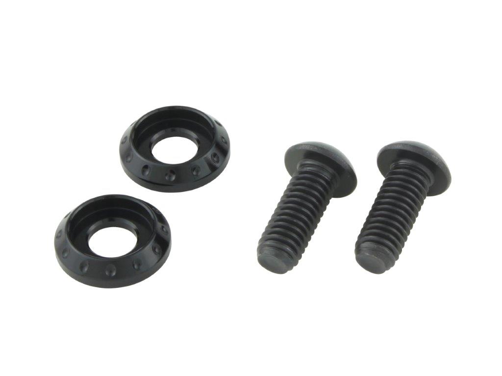 ナンバー周りのアクセントとなるNASAタイプマシンドワッシャーにブラックステンレスボタンキャップボルト(M6x15mm)を付属させました。◆2個入り◆アルミ削り出し/アルマイト仕上げ ◆M6x15mmボタンキャツプボルト（ブラック）付属◆日...