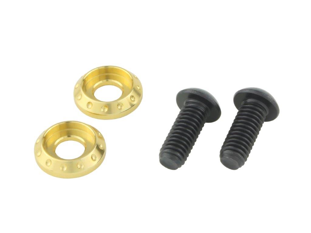 ナンバー周りのアクセントとなるNASAタイプマシンドワッシャーにブラックステンレスボタンキャップボルト(M6x15mm)を付属させました。◆2個入り◆アルミ削り出し/アルマイト仕上げ ◆M6x15mmボタンキャツプボルト（ブラック）付属◆日...