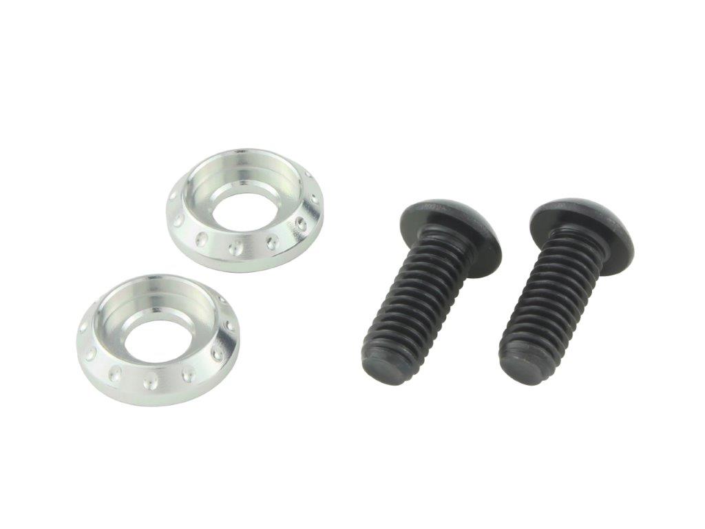 ナンバー周りのアクセントとなるNASAタイプマシンドワッシャーにブラックステンレスボタンキャップボルト(M6x15mm)を付属させました。◆2個入り◆アルミ削り出し/アルマイト仕上げ ◆M6x15mmボタンキャツプボルト（ブラック）付属◆日...