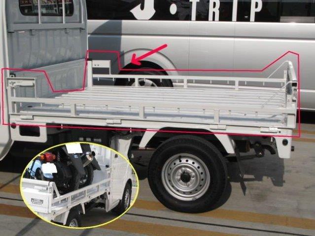 【適合車種】SUZUKI キャリイ用ボルトオン設計※画像は試作品のため、若干の仕様変更がある場合がございます。※ノーマルのヒンジを使用するため、車体に穴あけ等の加工は必要ありません。※装着したままで継続検査を受けることができるのは確認済みで...