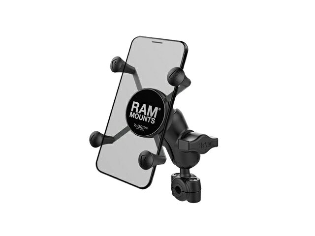 メーカー名：ラムマウントメーカー品番：RAM-B-408-37-62AUN7Uラムマウントを代表する汎用スマホホルダー「Xグリップ」のSサイズをオートバイのハンドルなどへ取り付けることができるマウントセット。取り付けに必要な工具が付属し、特...