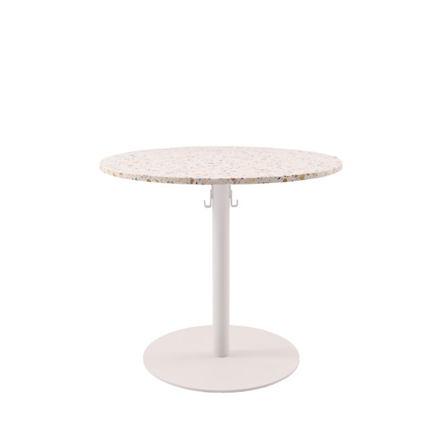 Point！ 　人造大理石を使用したテラゾー柄の天板が魅力！ ■特長 フェルネラウンドテーブルは、人造大理石を使用したテラゾー柄の 天板が魅力のラウンドテーブルです。 ホワイトを基調に、落ち着いた色合いの人造大理石を散りばめた天板が、 上品...