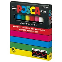 商品名 ポスカ PC3M8C 細字 8色セット 4902778154519 商品番号 PC3M8C 仕様 ■ペン先の芯形状：細字丸芯　■インク種類：水性顔料インク　■本体長[mm]：141.6　■軸寸法（径）[mm]：15.3　■筆記線幅[...