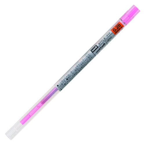 商品名 uni ゲルインクボールペン スタイルフィット リフィル 0.28 ローズピンク 4902778092996 商品番号 UMR10928 66 仕様 ■色：ローズピンク　■組み合わせボールペン　■ボール径：0.28mm　■長さ：98...