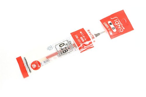 商品名 uni ゲルインクボールペン シグノ 替芯 キャップ式用 0.28 赤 PP袋入り 4902778745670 商品番号 UMR128 15 仕様 ■ボール径：0.28mm　■逆流防止用逆止めボール入チップ　■本体サイズ：軸径直径6...