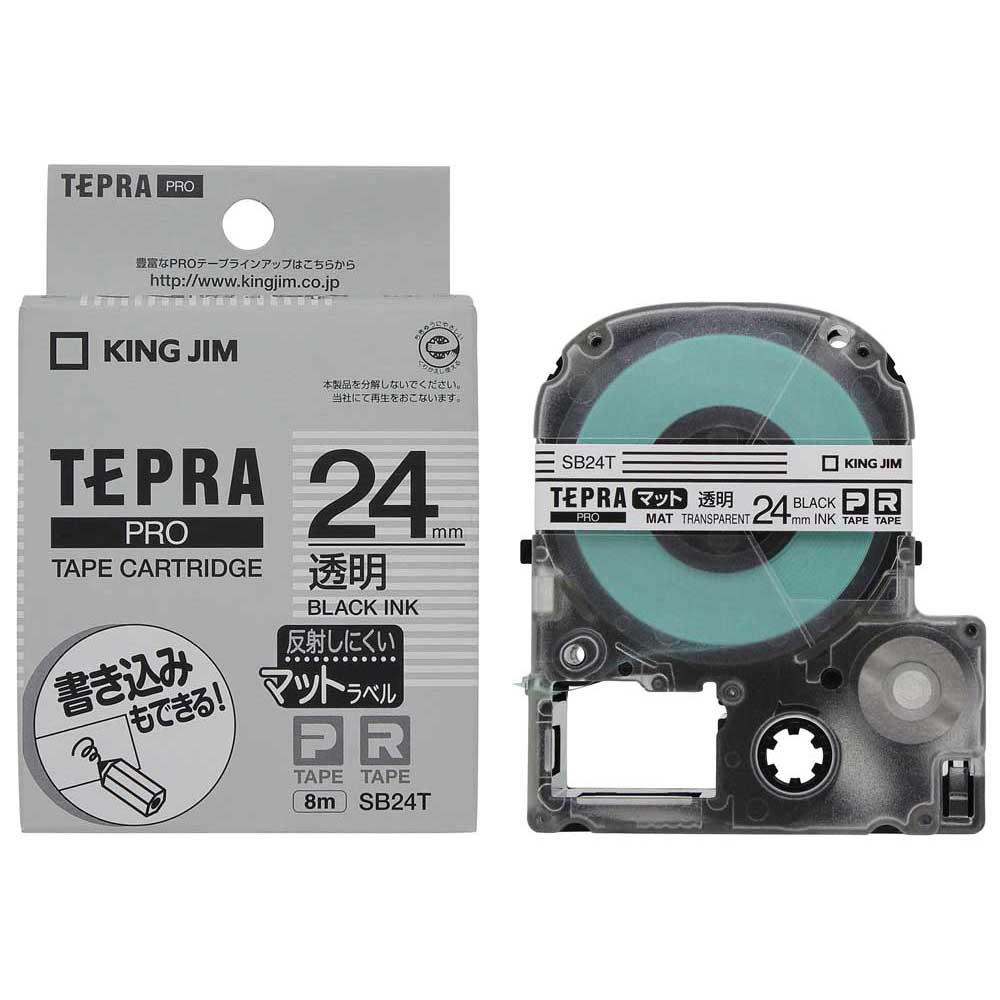 商品名 マットラベル 透明・黒文字（PROテープ） SB24T 商品番号 SB24T 仕様 ●テープ幅：24mm　●テープ色：透明（マット）　●黒文字　●長さ：8mマットラベル 透明・黒文字（PROテープ） SB24T マットラベル 透明・...