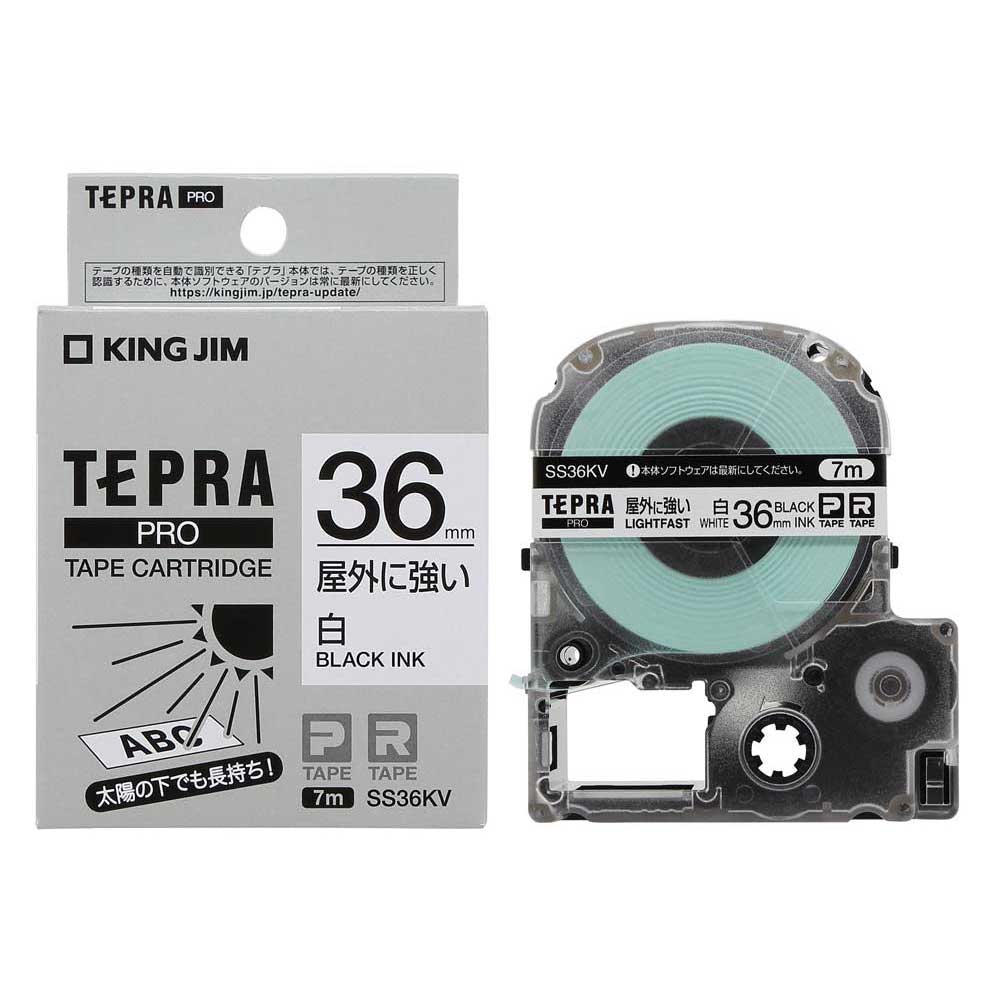 商品名 屋外に強いラベル 白・黒文字（PROテープ） SS36KV 商品番号 SS36KV 仕様 ●テープ幅：36mm　●テープ色：白　●黒文字　●長さ：7m屋外に強いラベル 白・黒文字（PROテープ） SS36KV 屋外に強いラベル 白・...