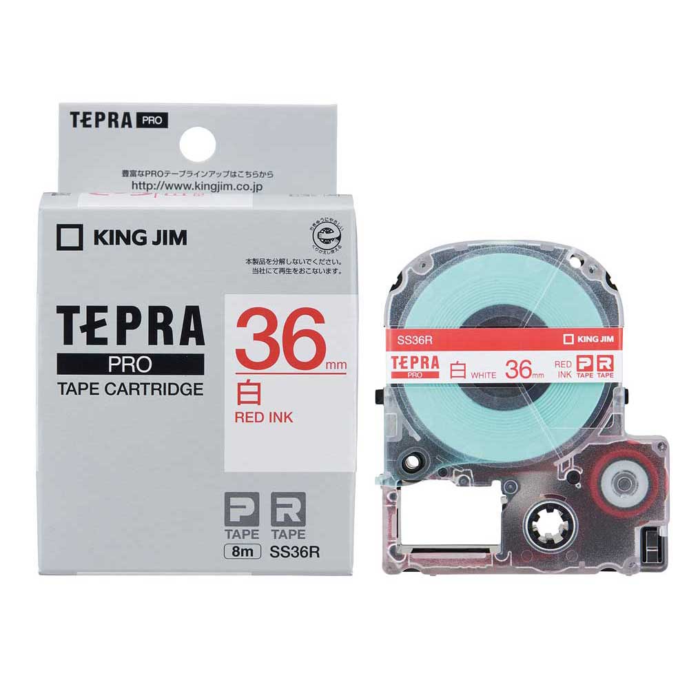 商品名 白ラベル 赤文字（PROテープ） SS36R 商品番号 SS36R 仕様 ●テープ幅：36mm　●テープ色：白　●赤文字　●長さ：8m白ラベル 赤文字（PROテープ） SS36R 白ラベル 赤文字（PROテープ） SS36R 赤文字...