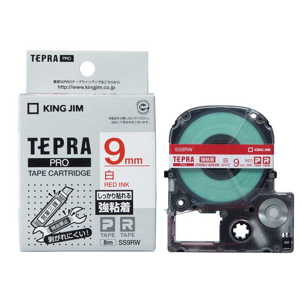 商品名 強粘着ラベル 白・赤文字（PROテープ） SS9RW 商品番号 SS9RW 仕様 ●テープ幅：9mm　●テープ色：白　●赤文字　●長さ：8m強粘着ラベル 白・赤文字（PROテープ） SS9RW 強粘着ラベル 白・赤文字（PROテープ...