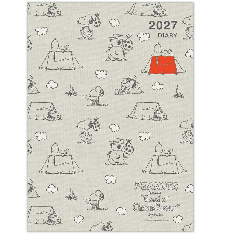 商品名2027年 A5ファミリーダイアリー スヌーピー（きょうだいとキャンプ） 商品番号YDD-853-730 仕様 ■サイズ：210×148mm ■本文：72頁（4色印刷）※2026年12月始まり2028年3月終わり ■仕様：カバー（ジッ...