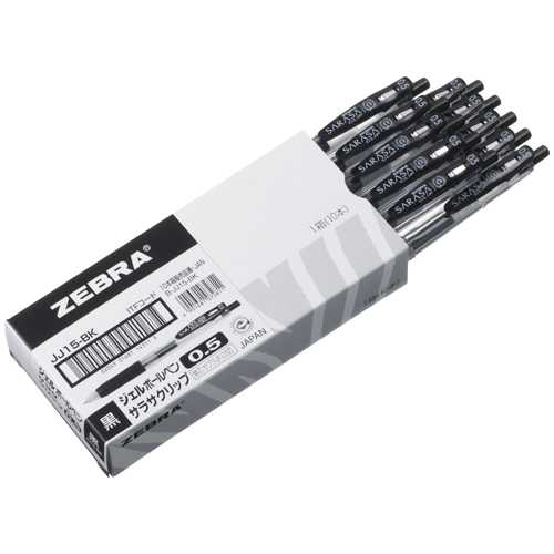 商品名 サラサクリップ 0.5mm JJ15-BK 黒 10本 商品番号 JJ15-BK 仕様 ■ゲルボールペン（ノック式）■ボール径：0．5mm■軸グリップ：黒■インク色：黒■本体長：141mm■入数：10本■替芯：JF－0．5芯 JAN...
