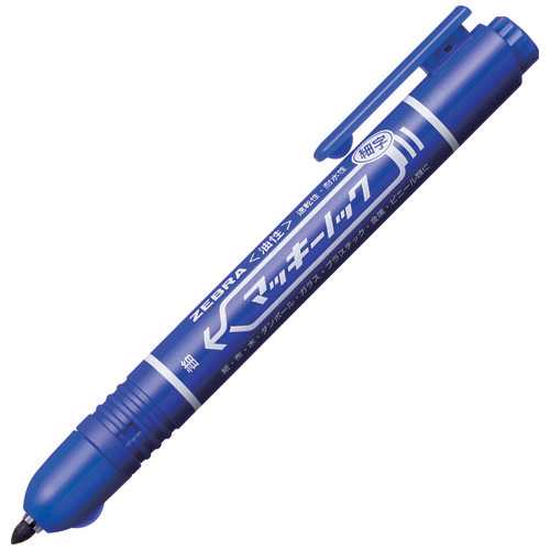 商品名 マッキーノック 細字 P-YYSS6-BL 青 商品番号 P-YYSS6-BL 仕様 ■油性マーカー■油性インク■仕様：細字■インク色：青■本体長：140．3mm■軸径：13．0mm■線幅：1．0～1．3mm JANコード 4901...