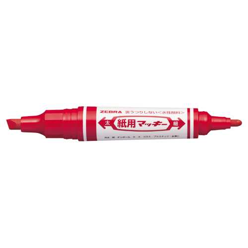商品名 紙用マッキー 太字＋細字 WYT5-R 赤 商品番号 WYT5-R 仕様 ■水性マーカー■水性顔料インク■つめ替え式■ツインタイプ■インク色：赤■本体長：142．4mm■軸径：21．5mm■線幅：太＝5．6mm、細＝1．4～1．7m...