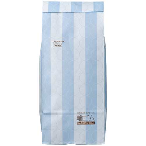 商品名 輪ゴムNo.18 500g B108J 商品番号 B108J 仕様 ■輪ゴム■規格：No．18■切幅：1．1mm■折径：70mm■厚：1．1mm■内径：44．5mm■色：アメ色■入数：約2925本■材質：天然ゴム■JOINTEXオリ...