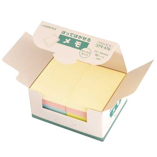 商品名 ふせんBOX 75×50mm混色 P433J-M-10 商品番号 P433J-M-10 仕様 ■ふせん（一般タイプ）■入数：100枚×10パッド■寸法：縦75×横50mm■色：混色（イエロー4、ピンク・ブルー・グリーン各2）■JOI...