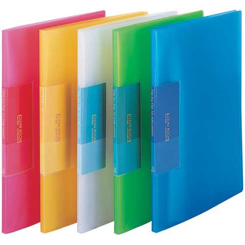 商品名 スリムクリヤーブック10P FCB-A4-10C 黄 商品番号 FCB-A4-10CY 仕様 ■規格：A4－S■表紙色：イエロー■ポケット数：10ポケット■背幅：10mm■固定式（溶着式）■中紙なし■トップインタイプポケット■背見出...