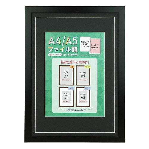 商品名 A4/A5ファイル額（OAサイズ兼用） ブラック 商品番号 A4A5F-BK 仕様 ■外寸：242 x 331 x 15mm ■内寸：220 x 310mm ■窓寸：208 x 298mm ■重量：440g ■パッケージ：ヘッダー付...