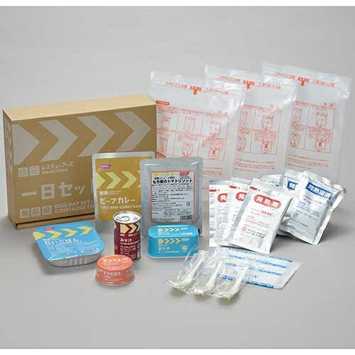 ・商品名：非常食セット レスキューフーズ 1日セット ライト（6セット） ・外形寸法（幅）[mm]：495　 ・外形寸法（奥）[mm]：330　　 ・外形寸法（高）[mm]：260 ・質量[kg]：11.7 ・セット内容：おかゆ200g×1...