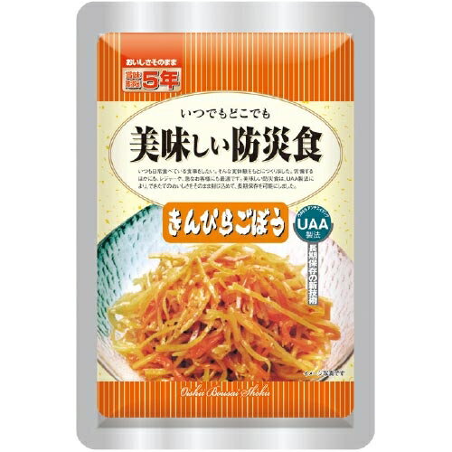 ・商品名：美味しい防災食 きんぴらごぼう 50袋 ・外形寸法（幅）[mm]：450　 ・外形寸法（奥）[mm]：295　　 ・外形寸法（高）[mm]：210 ・質量[kg]：4.8 ・内容量：75g ・カロリー：75kcal ・賞味期限：5...