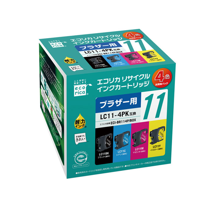 ● 商品の詳細BROTHER/ブラザー LC11-4PK 4色パック【リサイクルインクカートリッジ】PKG：95×95×75mm　重量：206.2g ● 配送方法・送料・お支払方法・配送方法　宅配便 ・送料　　　　無料 ※沖縄・離島・一部地...