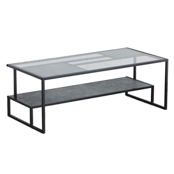 ■ 商品スペック細い線のスチールがスタイリッシュな印象のセンターテーブル。組み立て方によって見せ方を変えられるリバーシブル脚です。サイズW1050×D500×H380mm重量材質天板：強化5mm透明ガラス棚板：PVC脚：スチール(粉体塗装)...