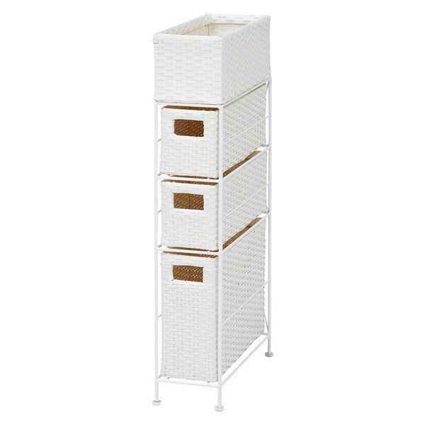 ■ 商品スペック隙間収納ですっきりと使いやすい洗面所スペースに。圧迫感を感じさせないスリムタイプです。狭い洗面所やトイレなど限られたスペースでも活躍します。ドライヤーなど使用頻度の高いものは天板の収納スペースへ。深さのある一番下の引き出しは...