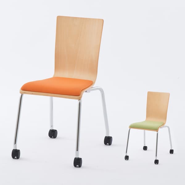 ■ 商品スペックウレタンパッドで座り心地のよいプライウッドチェアキャスター付きサイズW445×D590×H805(SH450)mm座面：幅400mmクッション厚：約10mm重量材質背、座：合板（塗装仕上げ）、ポリエステル、ウレタンフォーム脚...