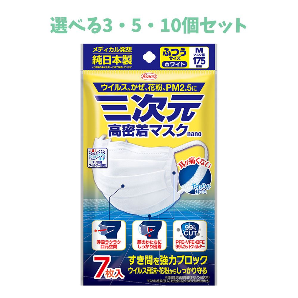 商品情報サイズ・容量個装サイズ：130X230X28mm個装重量：約33g内容量：7枚入製造国：日本【発売元：興和株式会社】規格【マスクサイズ】90mm×175mm【対象】風邪・花粉・ほこり・PM2.5等【素材】本体、ファルター部：ポリプロ...
