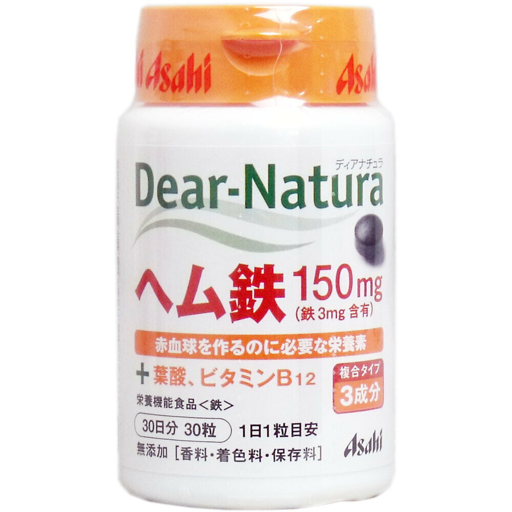 商品情報サイズ・容量個装サイズ：44X77X44mm個装重量：約30g内容量：30粒【発売元：アサヒグループ食品株式会社】規格【栄養機能食品(鉄)】【名称】ヘム鉄加工食品【原材料】コーンスターチ、プルーンエキス末（デキストリン、プルーンエキ...