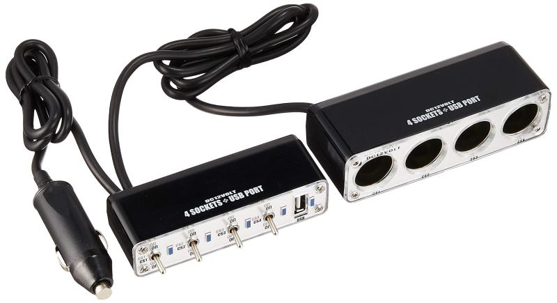 Braith 4連 シガーソケット USB DC12V セパレートスイッチ付き BS-500DC12V車専用、入力電圧:DC12V、消費電流:合計8A、USB:5V/2.1A、4連ソケット+USB、コード長さ(約):プラグ側70cm、ソケッ...