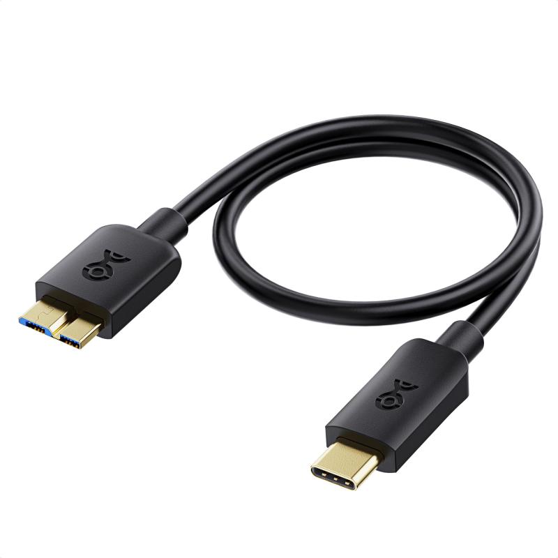 10Gbps USB Type-C Micro-B 3.0変換ケーブル - 0.3m、9ピン マイクロUSB 3.0ケーブル、MicroUSBコード外付けHDD用、ブラックUSB C マイクロUSB 3.0 変換ケーブルUSB Type C...