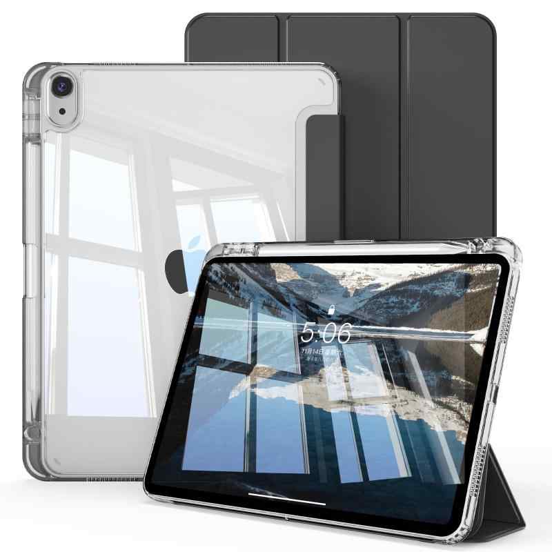 iPad 11世代 ケース A16 2025 / iPad 10世代 ケース 2022 11/10.9インチ アクリル透明バックカバー ペンシルホルダー 三つ折りスタンド Touch ID 対応 オートスリープ/ウェイク機能 耐衝撃 軽量 ...