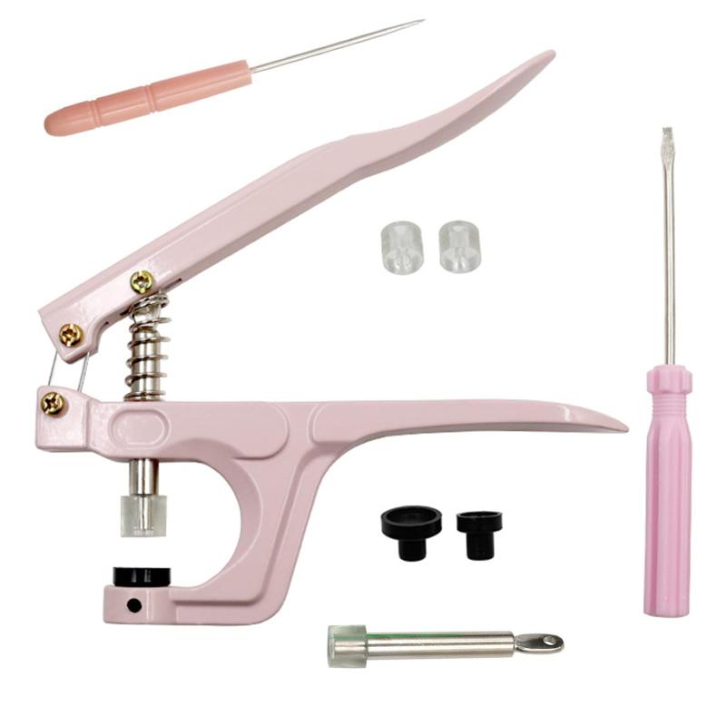 スナップボタン プラスナップ T3/T5/T8対応 スナップボタンハンドプレス手芸手芸縫製用 打ち具付き 操作簡単 DIY 手作り (ピンク)パッケージ内容本体ハンディプレス *1、台座3サイズ（T3 T5 T8） 、ピン*2サイズ(クッシ...